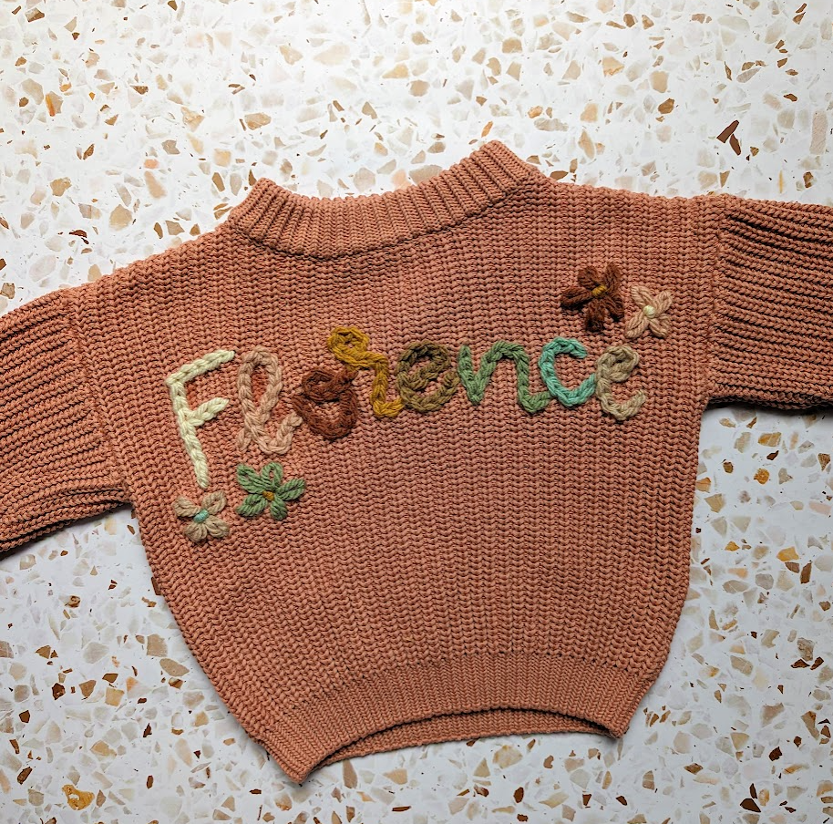 Children's Chocolate Brown Hand Embroidered Personalised Knit – Dear ...